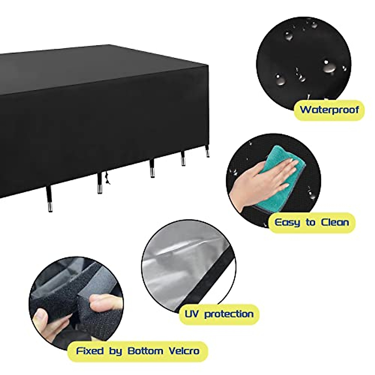 Restland Patio Furniture Covers Waterproof Heavy Duty Covers for Outdoor Table and Chair, Durable UV Resistant Snow Protection Couch Set Covers for Rainy Day,Black,82.67*43.3*27.55 Inches