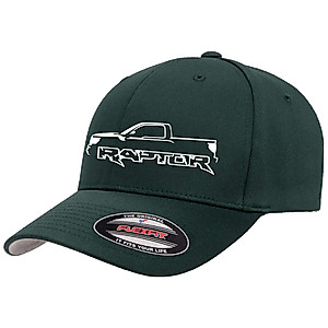 2010-14 Ford SVT Raptor F150 Truck Outline Design Flexfit 6277 Athletic Baseball Fitted Hat Cap Forest L/XL