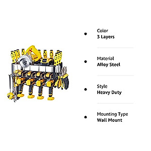 PLOSIF Power Tool Organizer, Ultra Heavy Duty Wall Mount Drill Holder 3 Layers Floating Shelves, Garage Shelving on Pegboard, Garage Organization and Storage Rack for Dad