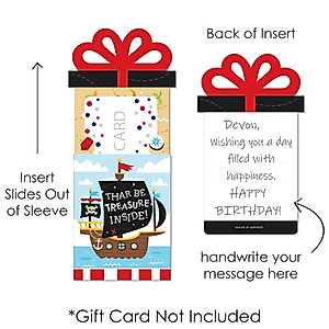 Big Dot of Happiness Pirate Ship Adventures - Skull Birthday Party Money and Gift Card Sleeves - Nifty Gifty Card Holders - Set of 8