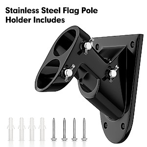 American Flag and Flag Pole for House Outside, 5ft Heavy Duty Flag Pole Kit with 3x5 Embroidered USA Flag, Tangle Free Steel Black Flag Pole with Bracket for Residential, Commercial, Outdoors Garden