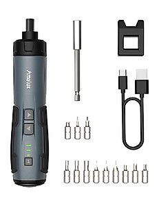 Electric Screwdriver, 3.7V Cordless Screwdriver, Max 8N.m Torque, 12 S2 Steel Bits, 2000mAh Battery, USB-C Charging, 1/4" Hex, 3 Adjustable Torque Settings, Idea Tool for Furniture/Desktop Computer