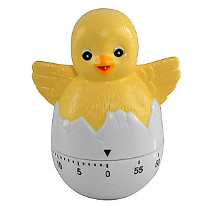 HOME-X Chick Timer, Cute Kitchen Home Decor, Useful Kitchen Gadgets, Animal Timers Mechanical Kitchen Cooking Timer Clock Loud Alarm Counters-Student Timer- 55 Minutes-3 3/4" L x 3"D