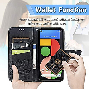 ONV Wallet Case for OnePlus N20 SE -1.5M Adjustable Strap Emboss Butterfly Flip Phone Case Card Slot Magnet Leather Shell Flip Stand Cover for OnePlus N20 SE [ZS] -Black
