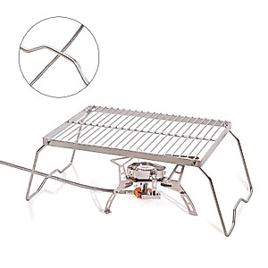 REDCAMP 13.6" Small Folding Campfire Grill, 304 Stainless Steel Firepit Grill Grate, Heavy Duty Portable Camping Grill with Carrying Bag for Outdoor Cooking Backpacking Hiking Picnics BBQ
