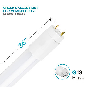LUXRITE 3FT LED Tube Light, T8, 16W (25W Equivalent), 6500K Daylight, 1600 Lumens, Fluorescent Light Tube Replacement, Direct or Ballast Bypass, ETL Listed Check Ballast List Compatibility (4 Pack)