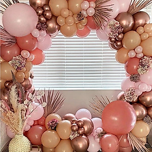 Sheretty Boho Balloon Garland 125 Pcs Dusty Rose Pink Balloon Arch Kit Baby Shower Decorations for Girl for Wedding Birthday Party Supplies