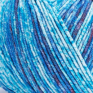 YarnArt Jeans Splash - Variegated Sport Yarn 55% Cotton 45% Acrylic 1 Skein/Ball 50 gr 174 yds Cotton Yarn Knitting Yarn Soft Yarn amigurumi Cotton Yarn (944)