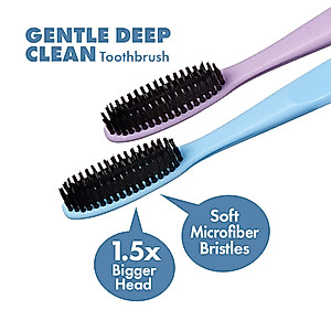 Red by Kiss Gentle Deep Clean Tooth Brush 2X Soft Micro Fiber Brush, Made in Korea 2 Pack (Charcoal)
