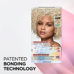 L’Oréal Paris Feria Platinum Bounce Bond Care Lightening System with Advanced bonding science protect fragile hair bonds from damage, all while radiantly lightening hair, Platinum Bounce, 1 kit