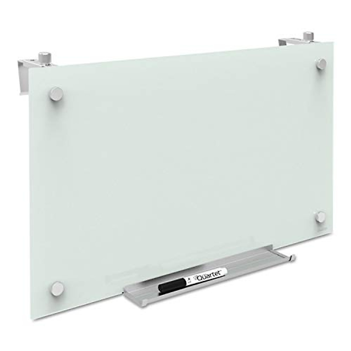 Quartet Whiteboard, Glass Dry Erase Board, Magnetic, 30" x 18", Infinity Frameless Mounting, White Surface, Accessory Tray, 1 Dry Erase Marker and 2 Glass Board Magnets (PDEC1830)