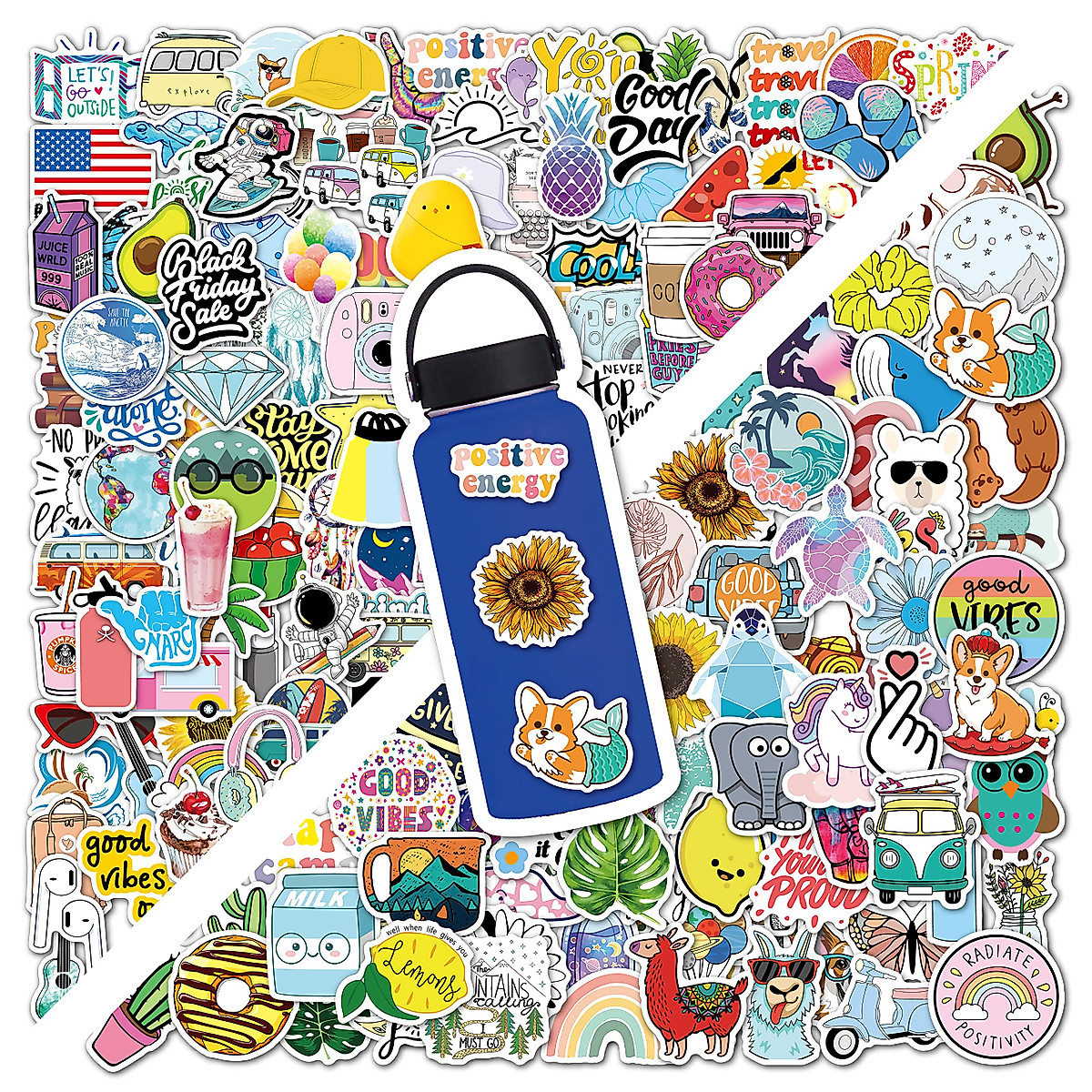 Taeekiy 100 Pcs Cute Aesthetic Stickers, Kawaii Stickers for Kids Teens Girls Mens Adults Waterproof Vsco Vinyl Cute Stickers Aesthetic for Water Bottles,Laptop, Phone Etc (Kawaii Stickers)