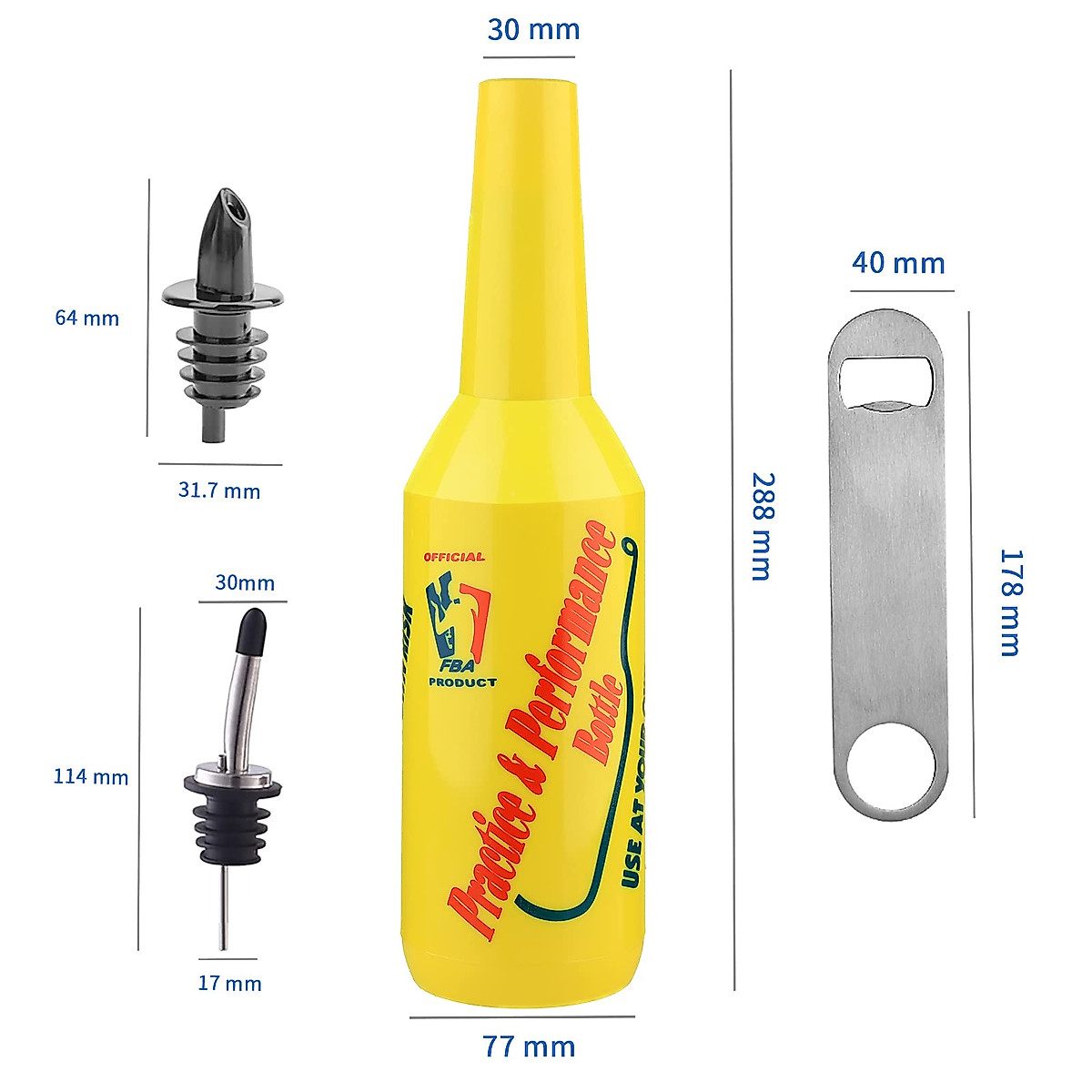 SuproBarware Flair Bottle Decorative Bottles - 25oz/750ml Height Flair Bartender Practice & Performance Bottle, Set of 10