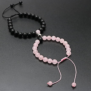 JoycuFF Matching Long Distance Beaded Bracelets For Matching Couple Women Men Lovers Friends Bf And Gf Cute Relationship Couple Gifts For Valentines Day Christmas Beaded Jewelry