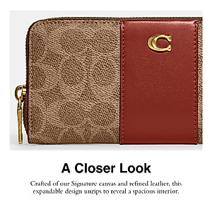 Coach Color-Block Coated Canvas Signature Slim Accordion Zip, Tan Rust