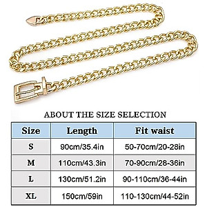 Suyi Chain Belts for Women Girls Metal Waist Belt for Dresses Plus Size 130CM Gold