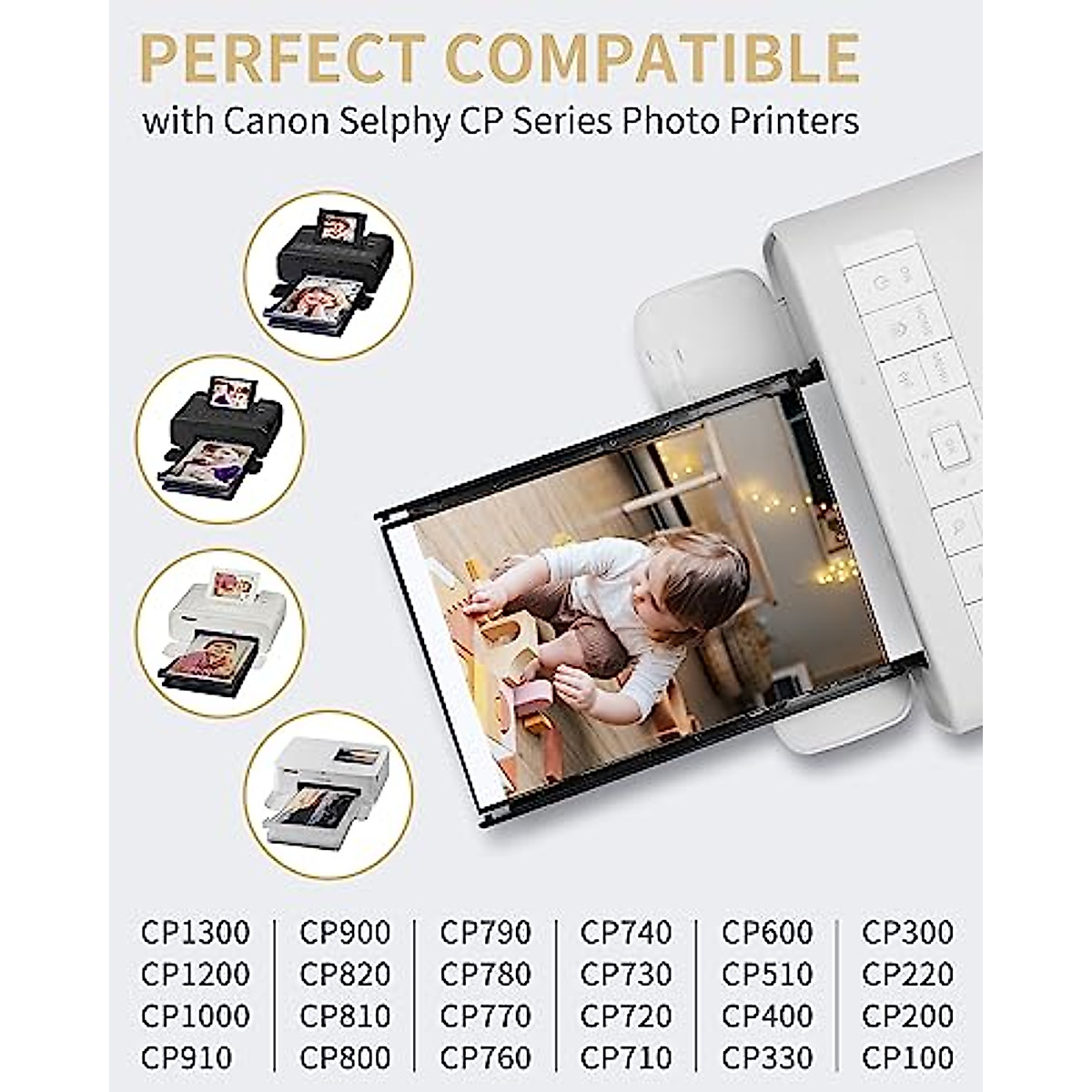 Compatible Canon Selphy CP1300 Ink and Paper KP-108IN 3 Color Ink Cartridges and 108 Sheets 4x6 Photo Paper Glossy for Canon Selphy CP1500 CP1200 CP1000 CP910 CP900 CP810 CP800 Photo Printer