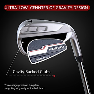 POSSOT Golf Irons Individual, Golf Iron Set for Men (5,6,7,8,9 and Piching Wedge Right Handed with Regular Flex Steel Shaft, WHI-711
