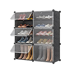 Aeitc 24 Pairs Shoe Rack Organizer Shoe Organizer Expandable Shoe Storage Cabinet Narrow Standing Stackable Space Saver Shoe Rack for Entryway, Hallway and Closet