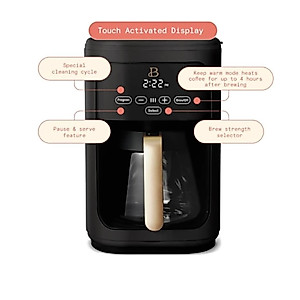Touchscreen Coffee Maker, 14-Cup Programmable Coffee Maker with Touch-Activated Display, Kitchenware by Drew Barrymore (White Icing)