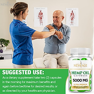 Hemp Oil Capsules Pills - 2 Pack - 5000 Hemp Oil Capsules - Made in The USA - Maximum Value - Rich in Omega 3,6,& 9