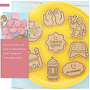 Wedding Cake Cookies Eid Mubarak Ramadan Cookie Molds: 8Pcs Cookie Cutters Islamic Muslim Biscuit Fondant Cake Chocolate Candy Silicone Ramadan Decorations