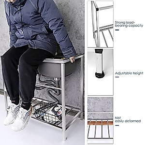 MARQI Free Standing Stainless-Steel Utility Sink Commercial Restaurant Kitchen Sink 2 Bowl Prep & Utility Washing Hand Basin w/Cold Hot Water Pipe Faucet Shelves Indoor Outdoor 31.5" x 17" x 29.5"