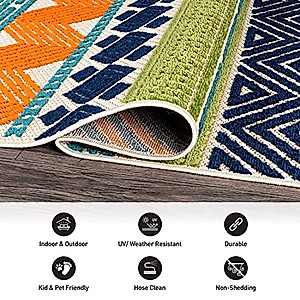 Rugshop Marbella Contemporary Boho Non-Shedding Outdoor Rug Patio Deck Backyard Indoor/Outdoor Area Rug 5' x 7' Multi