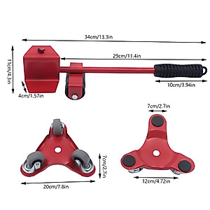 Furniture Dolly with Casters Triangle Iron Mover Heavy Moving Tool with Universal Wheel Portable Mover with Crowbar Three Wheel Mover Dolly for Furniture Heavy Objects