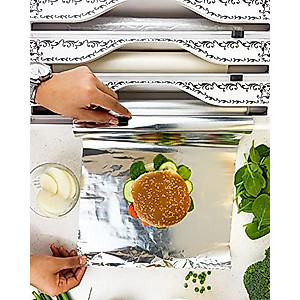 Extra Long Foil and Plastic Wrap Organizer for 15" Rolls, 3 in 1 Plastic Wrap Dispenser with Cutter, Aluminum Foil Organization And Storage, Parchment, Wax Paper Dispenser for Drawer
