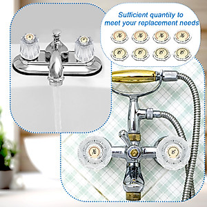 8pcs Faucet Index Buttons, 1.34 Inch Diameter Hot and Cold Bathroom Sink Shower Knobs Handle Sign Stickers Replacement Parts Caps Accessories Compatible with Delta/LDR/Delex Double Handle Faucet