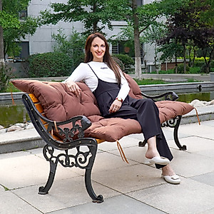 knaricas Porch Swing Cushions, Thicken 4" Patio Bench Cushion, 2-3 Seater Swing Replacement Cushions with Backrest, for Outdoor Furniture Patio Porch Lawn Garden (Dark Green, 40x40in)