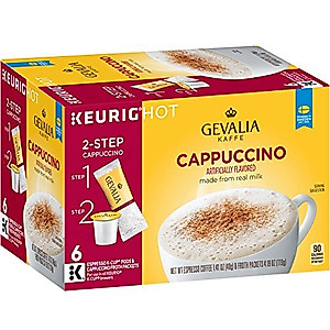 Gevalia Cappuccino Keurig K Cup Pods with Froth Packets 5.98oz (24 Count, 4 Boxes of 6) (4)