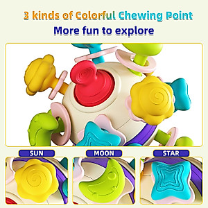 BAHIAKLO Baby Teether - Sensory Toys for 0-18 Months, Montessori Learning & Developmental Toys