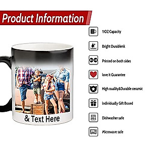 Custom Color Changing Mug, Personalized Magic Mug w/Picture, Text, Name, Taza Personalizada Design Your Own Custom Coffee Mug, Personalized Gifts for Birthday Anniversary Christmas 11oz(Magic Mug)