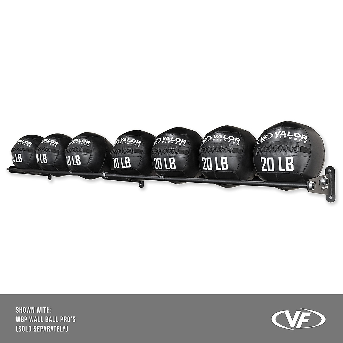 Valor Fitness Exercise Ball Storage - BG-53 Adjustable Wall Mounted Ball Rack, Basketball Rack for Basketballs, Wall Balls, Medicine Balls, and Slam Balls, Stability Balls, etc.”