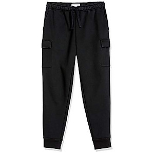 Amazon Essentials Cargo Sweatpants for Men - Fleece Jogger, Black, X-Large