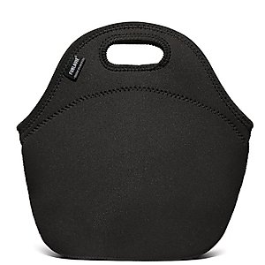 Black 4mm Neoprene Lunch Bags for Men Small Insulated Tote Bag With Zipper for Adults Women - FUNLAVIE