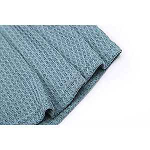 IWOLLENCE Women Waffle Knit Tunic Dress Casual Summer Short Sleeve Loose Dresses Cover Up Beach Dresses with Pocket Black Small