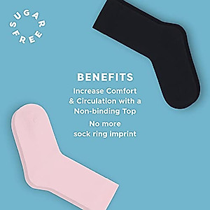Sugar Free Sox Health & Comfort Womens Diabetic Crew Socks 3 Pack (9-11, Black/White/Grey)