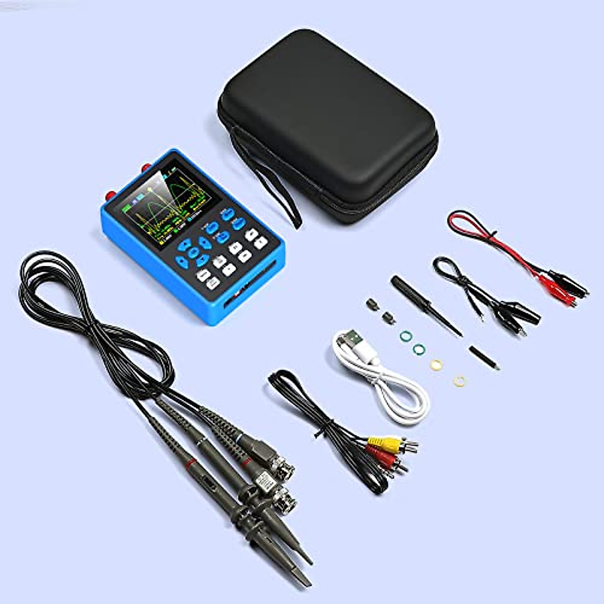 Digital Oscilloscope with 2 Channels 120Mhz Bandwidth Signal Generator 500MSa/s Sampling Rate, 2.8" LCD Backlight Display, Waveforms Storage, 3 Scan Modes, XY/YT/Roll, FFT Spectrum, Single Trigger