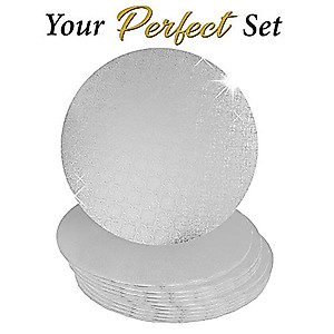 O'CREME Silver Wraparound Cake Pastry Round Drum Board 1/4 Inch Thick, 12 Inch Diameter - Pack of 10