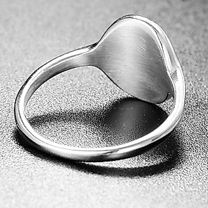 Jude Jewelers Stainless Steel Dainty Sun Flower Pattern Signet Style Wedding Promise Statement Anniversary Valentines Ring (Silver, 7)