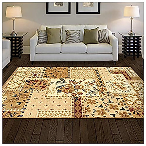 SUPERIOR Area Rugs for Bedroom, Farmhouse, Kitchen, Entryway, Laundry Room | Living Room Decor | Flower Patch Collection, 4' x 6', Beige