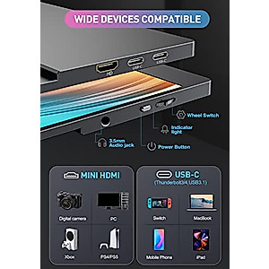 18.5 Inch Portable Monitor for Laptop, FHD 1080P 100% sRGB Travel Monitor for Laptop, Portable Computer IPS Display w/VESA, External Monitor USB-C HDR HDMI Portable Screen w/Smart Cover & Speakers