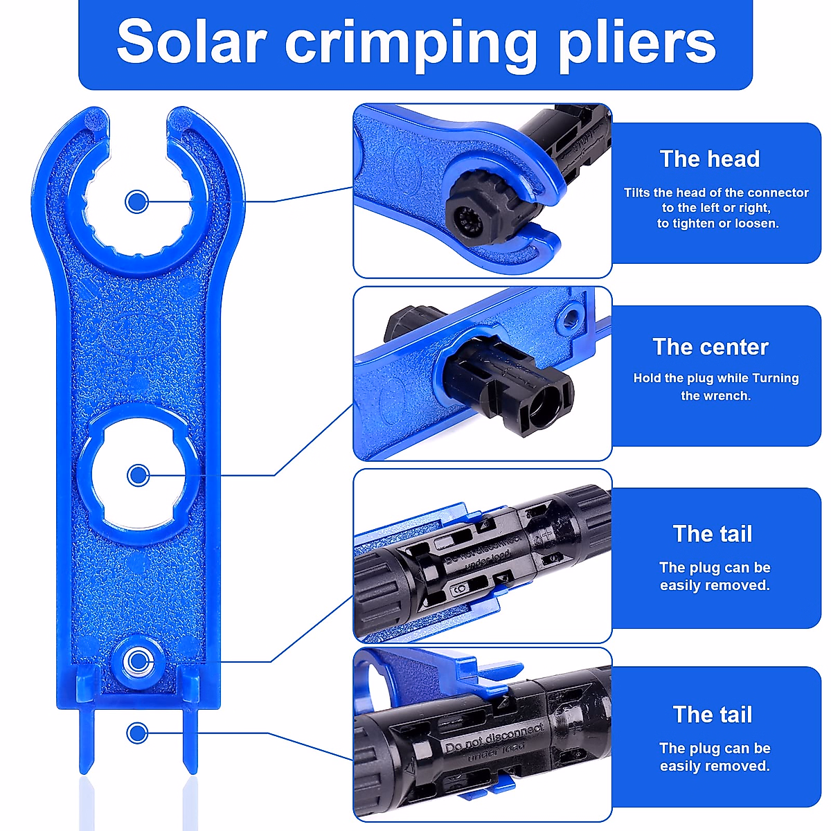 Karidge Solar Cable Connector-Crimping Tool Kit,20 Pairs Male/Female Solar Panel Connectors, 1 Crimper Pliers,2pcs Spanner Wrench,40pcs Solar Panel Wiring Kits