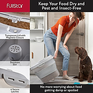 fullstar Large Dog Food Storage Container Up to 37.5 lbs Capacity - Collapsible Pet Food Storage - Pet Food Container - Dog Food Storage - Dog Food Bin - Pet Food Storage Containers - Dog Food Holder