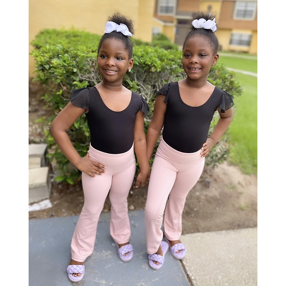 Stelle Girls Toddler Leotard for Ballet Dance Leotards Gymnastics Ruffle Short Sleeve Outfits(Black,2-3T)