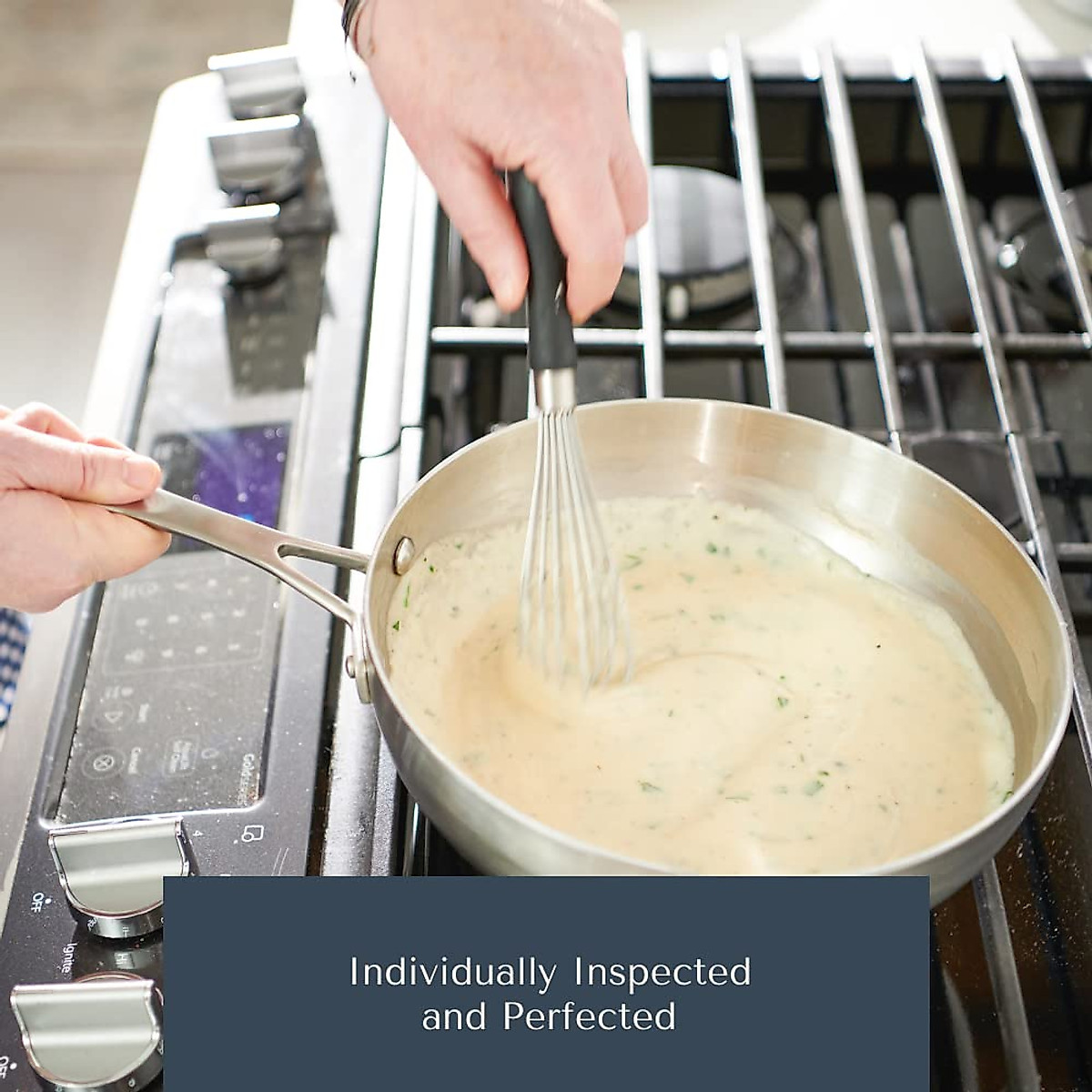 American Kitchen - 3 Quart Stainless Steel Saucier, 10 inch Easy-Stir Chef's Pan, with Cover, Made In America