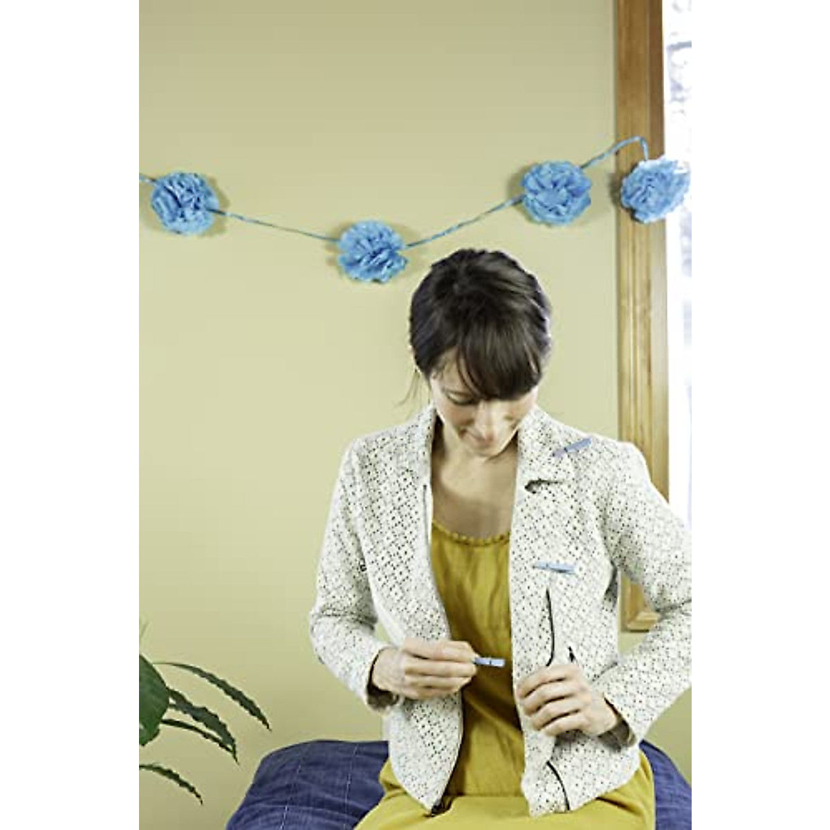 Blue Natural Wooden Clothes Pins for Baby Shower Game Crafts and Decorations (Set of 30)